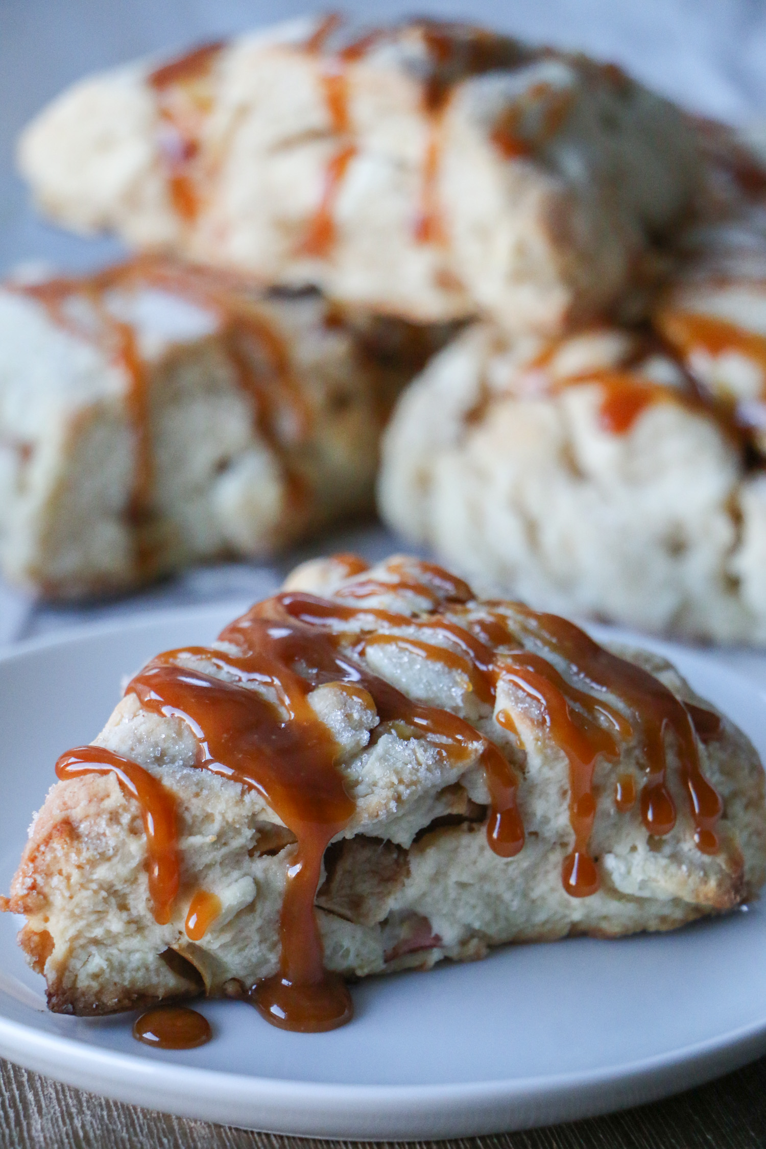 Apple and White Chocolate Scones with Salted Caramel Drizzle | Emi Cooks